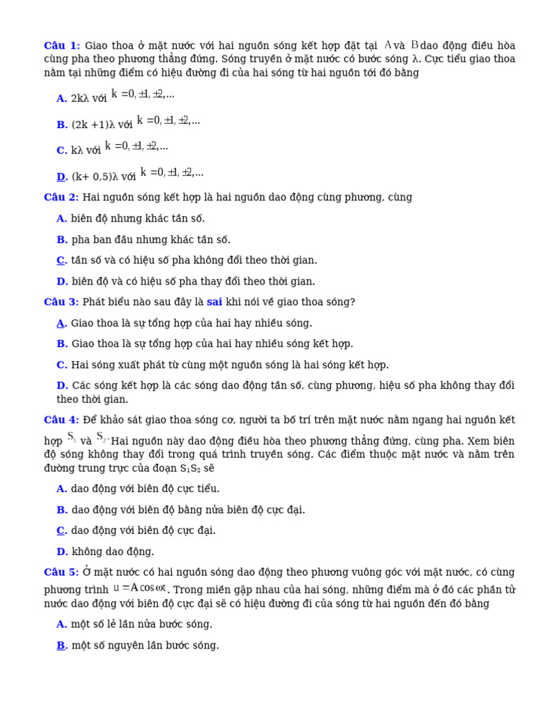 Giao Thoa Sóng Nư C | PDF