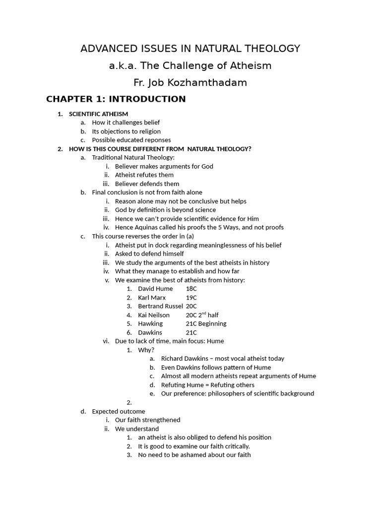 Adv Iss Nat Theo - CH 1-Introduction | PDF | Atheism | David Hume