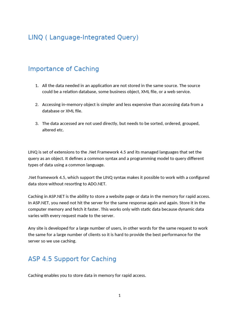 LINQ CACHING | PDF | Language Integrated Query | Cache (Computing)