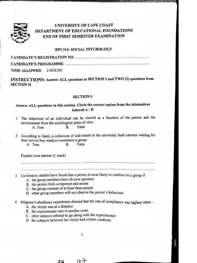 Social Psychology Bps 214 | PDF