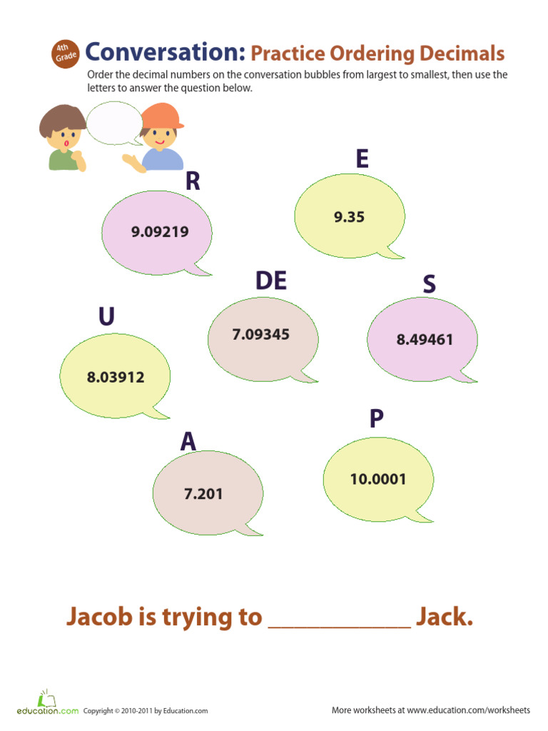 decimal-dash-practice-ordering-decimals-8 | PDF