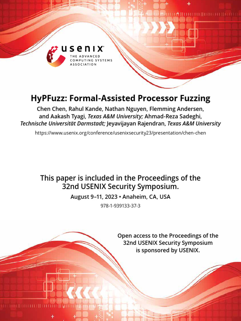 HyPFuzz Formal-Assisted Processor Fuzzing | PDF | Computing | Computer Engineering