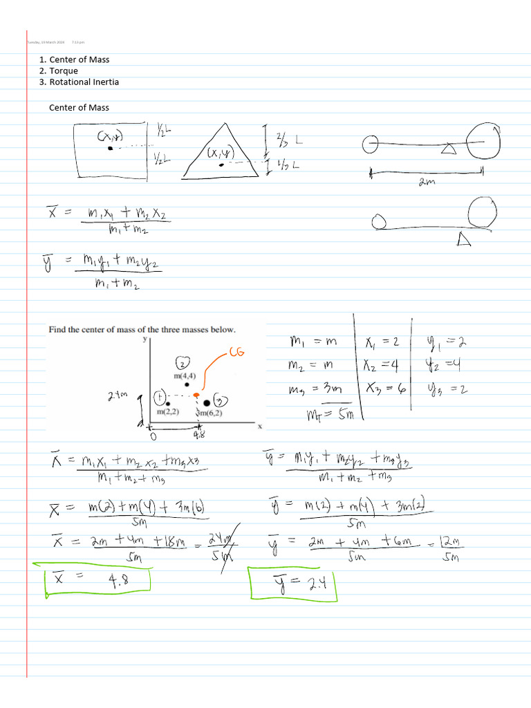 Physics Torque and Center of Mass | PDF