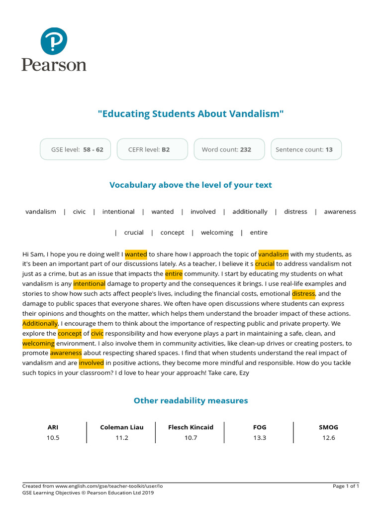 Educating Students on Vandalism Awareness | PDF