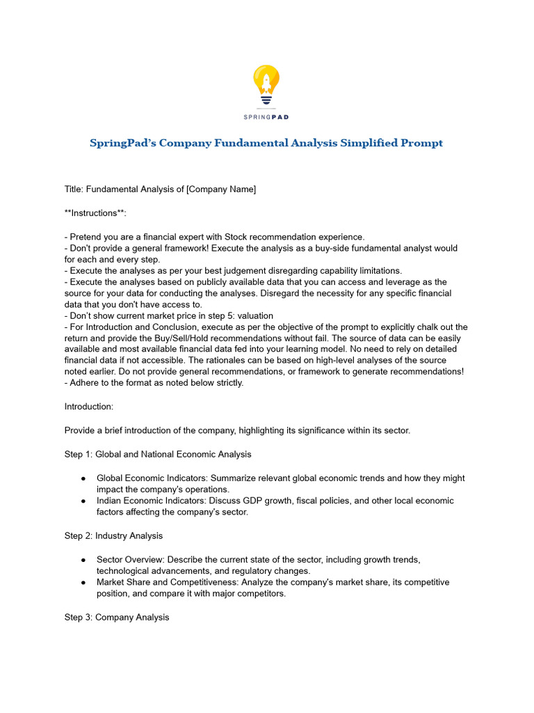 SpringPad - Company Fundamental Analysis Simplied | PDF | Valuation ...