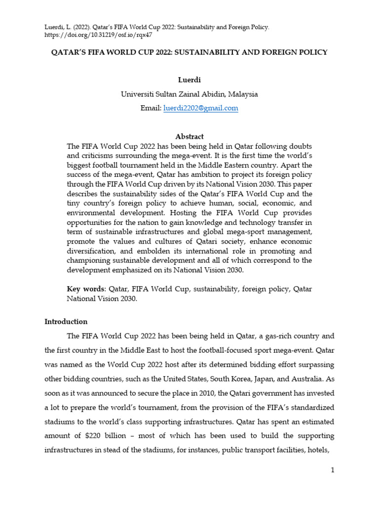 Qatar World Cup 2022: Sustainability & Policy | PDF | Qatar ...