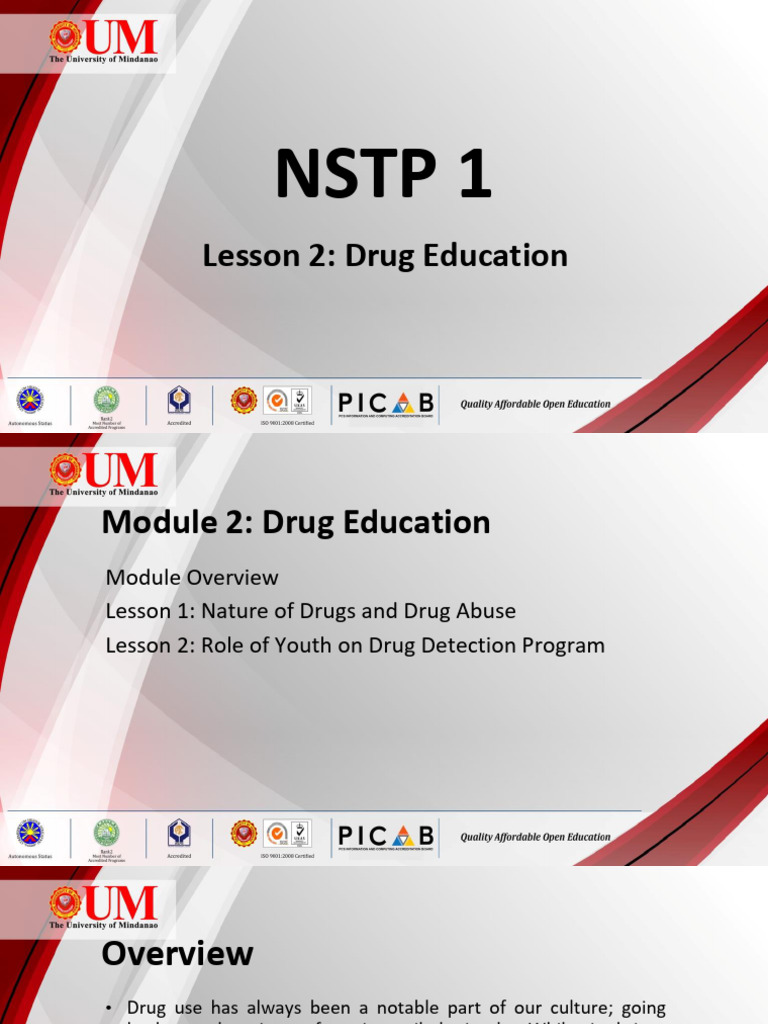 NSTP 1-Lesson 2 - Drug Education | PDF | Psychoactive Drugs | Substance ...