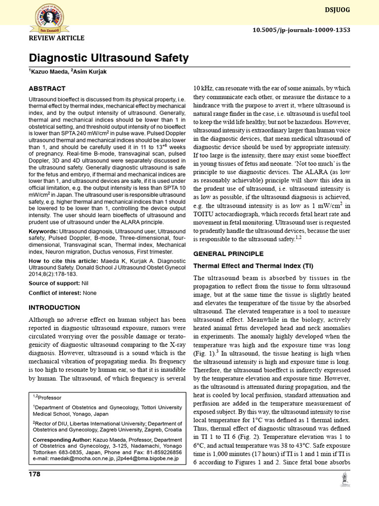 Ultrasound Safety in Obstetrics | PDF | Medical Ultrasound | Ultrasound