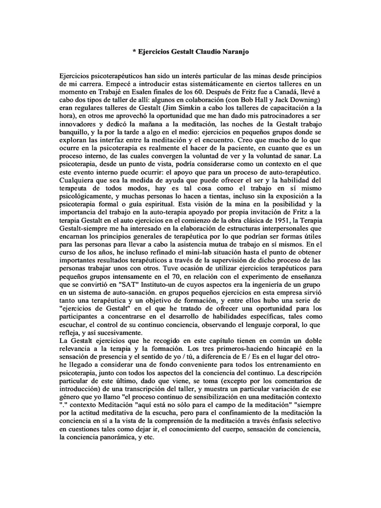 Qdoc - Tips - Ejercicios Gestalt Claudio Naranjo | PDF | Psicoterapia | Sicología