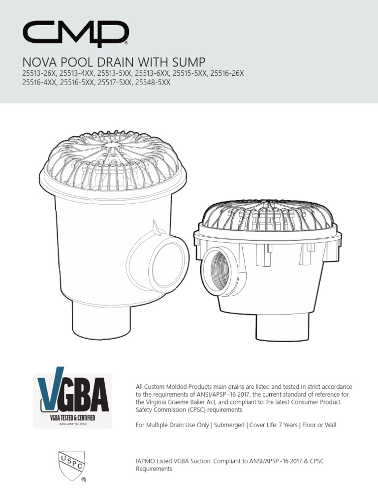 NOVA POOL DRAIN Specifications | PDF