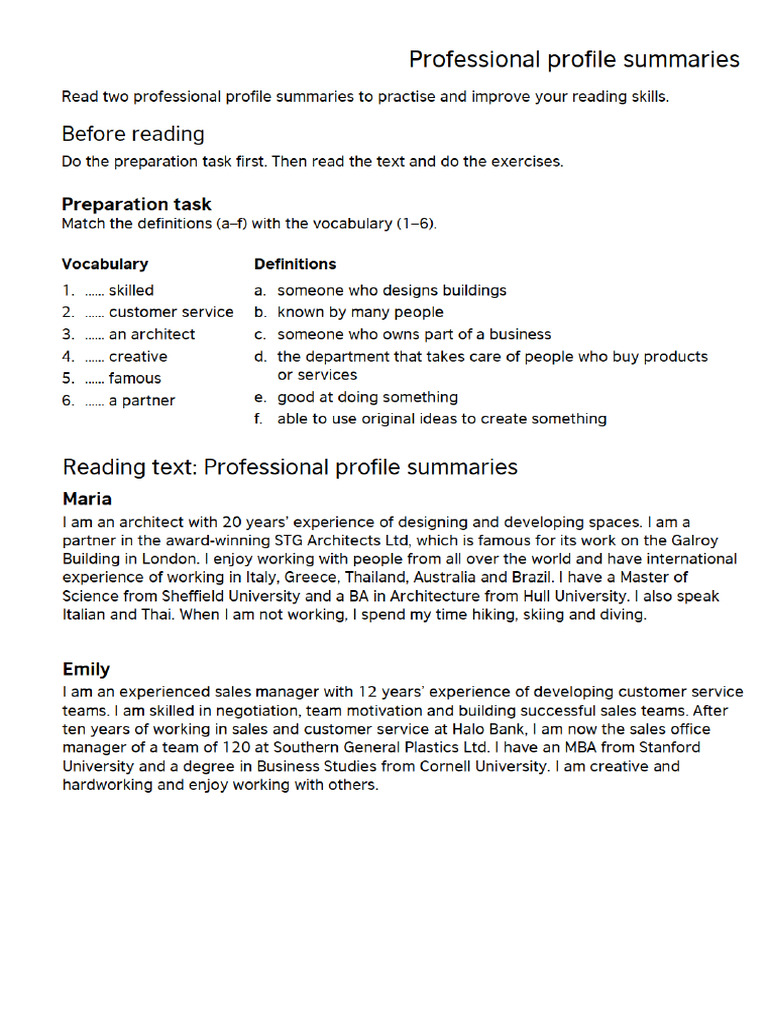 Professional Profile | PDF