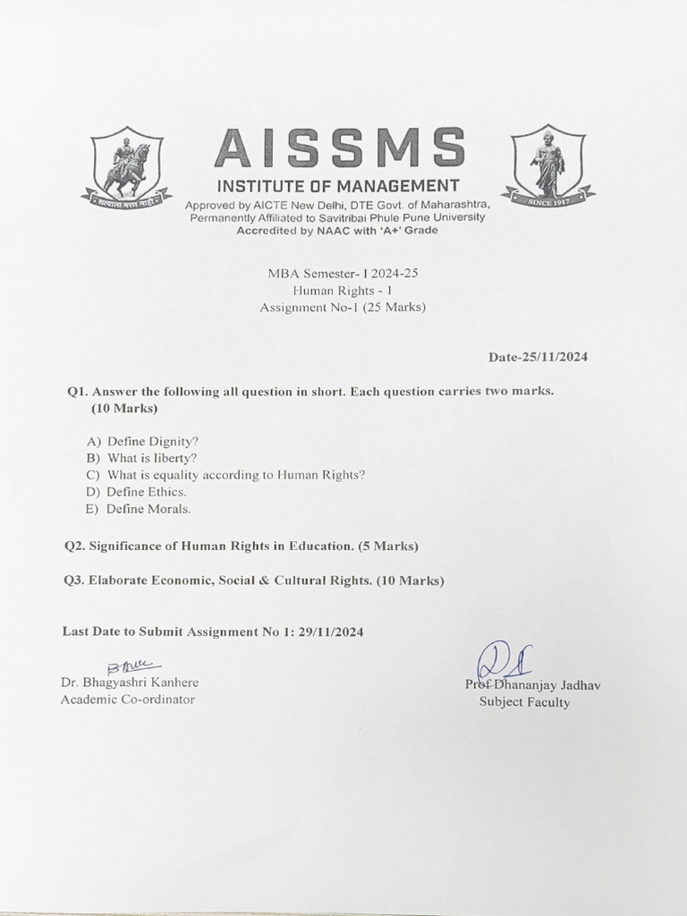 Human Rights Assignment No. 1 | PDF