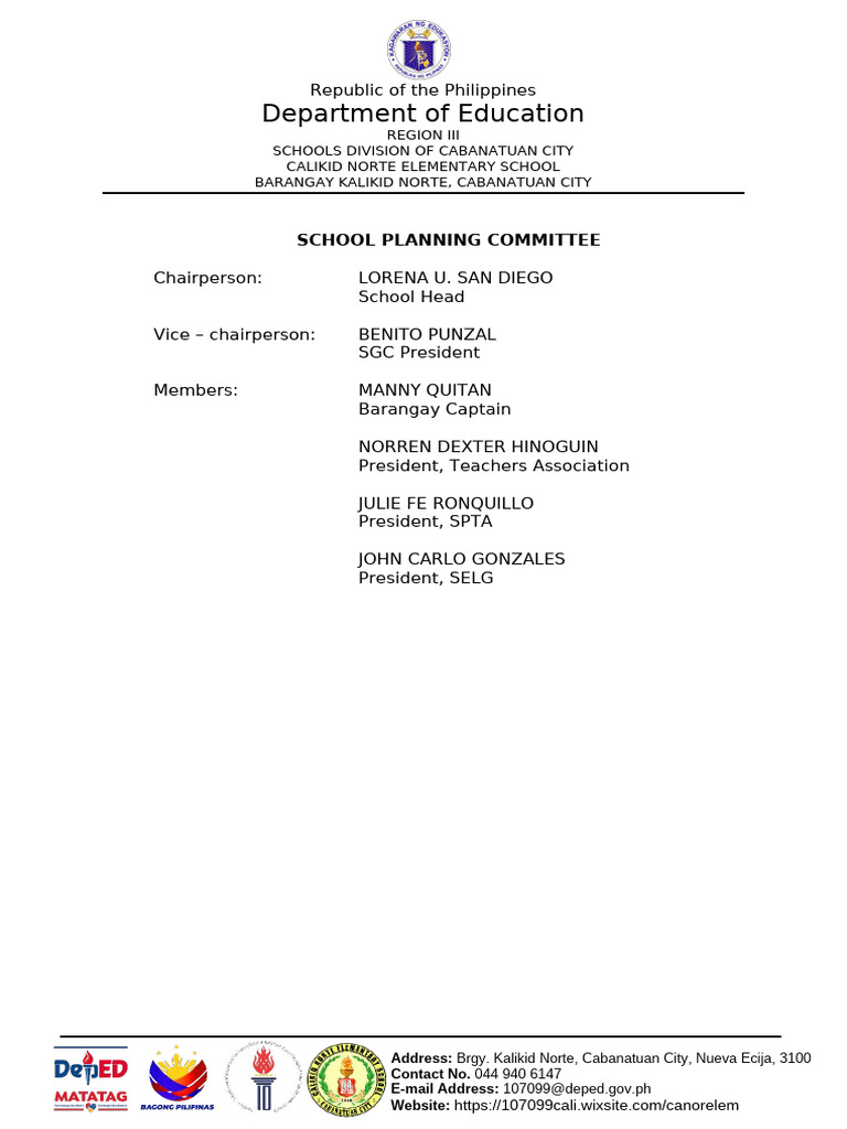 SCHOOL PLANNING COMMITTEE | PDF