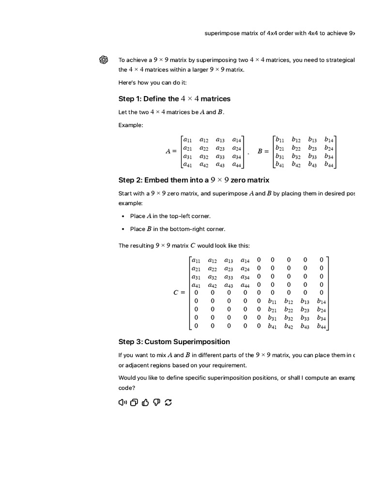 Matrix Superimposition Guide | PDF | Matrix Theory | Linear Algebra