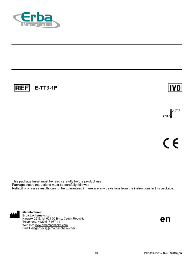 E TT3 1P ERBA Thyrokit T3 - B b7g9sp3kZp | PDF | Thyroid Stimulating ...