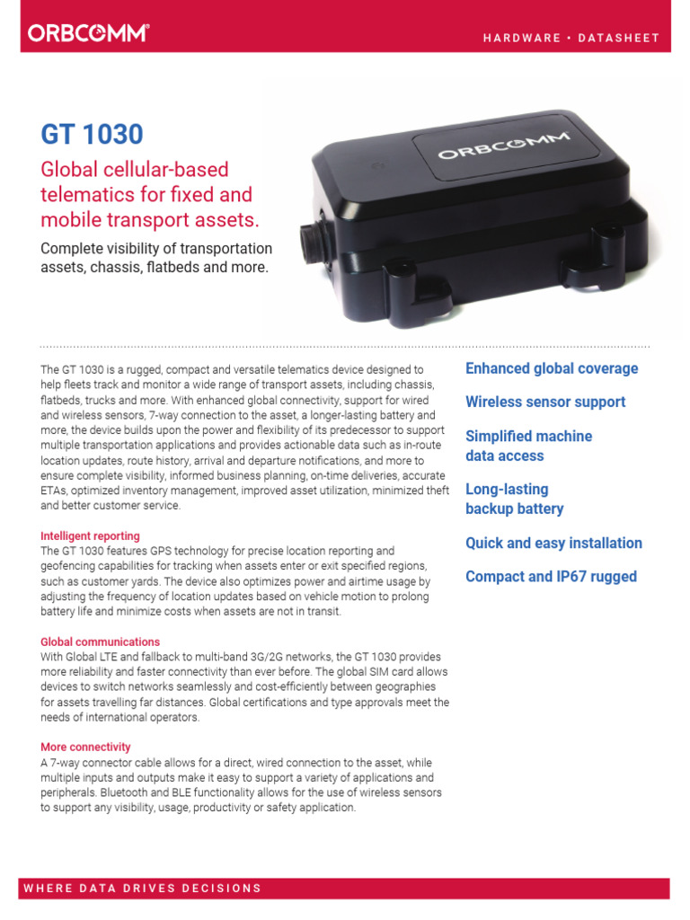 GT 1030 Telematics for Asset Tracking | PDF | Electronics | Electrical ...