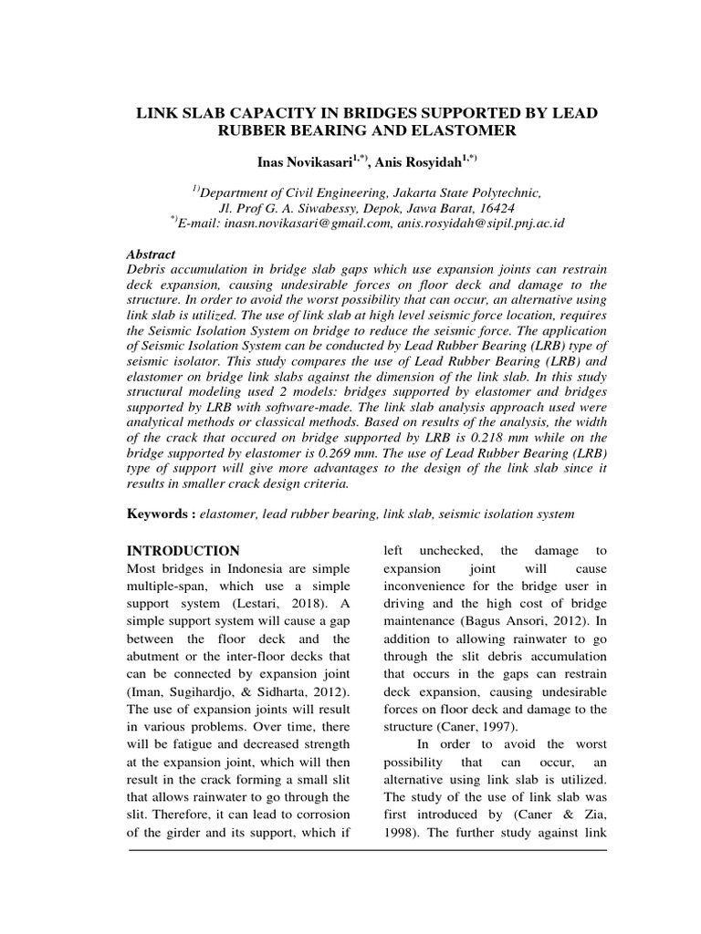Link Slab Capacity in Bridges Supported | PDF | Earthquake Engineering ...
