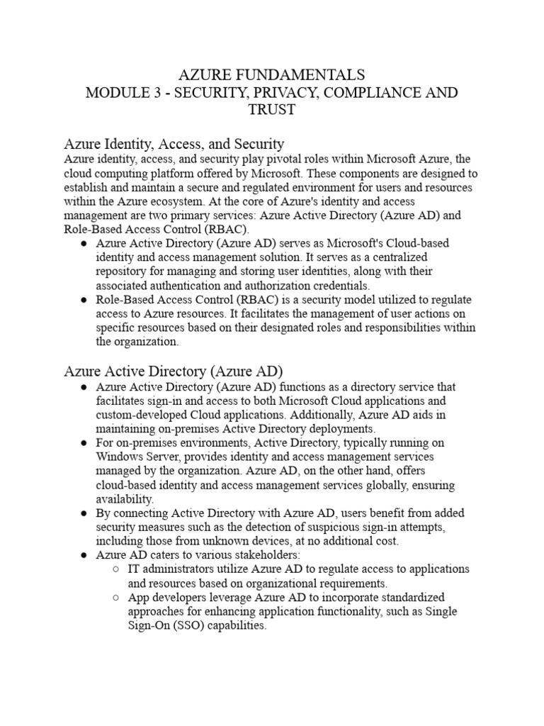 Reading Material - Azure - Mansi - Unit 3 | PDF | Security | Computer Security