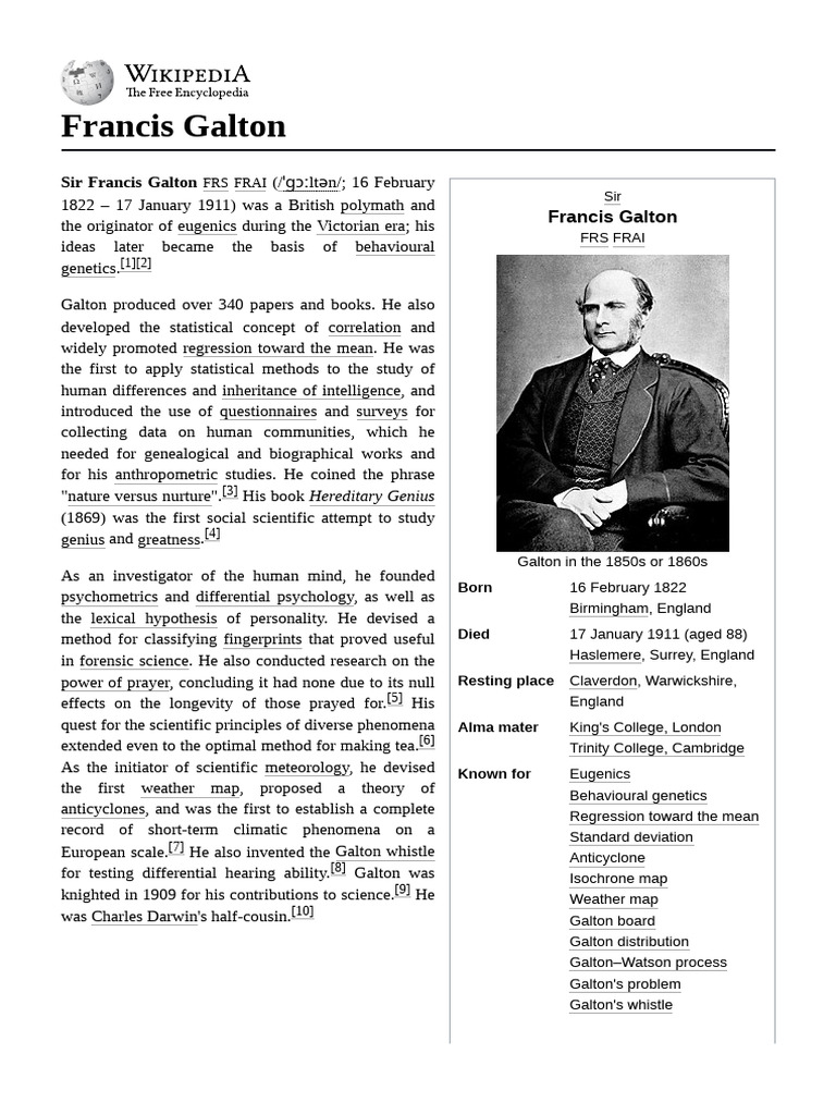 Francis_Galton | PDF | Francis Galton