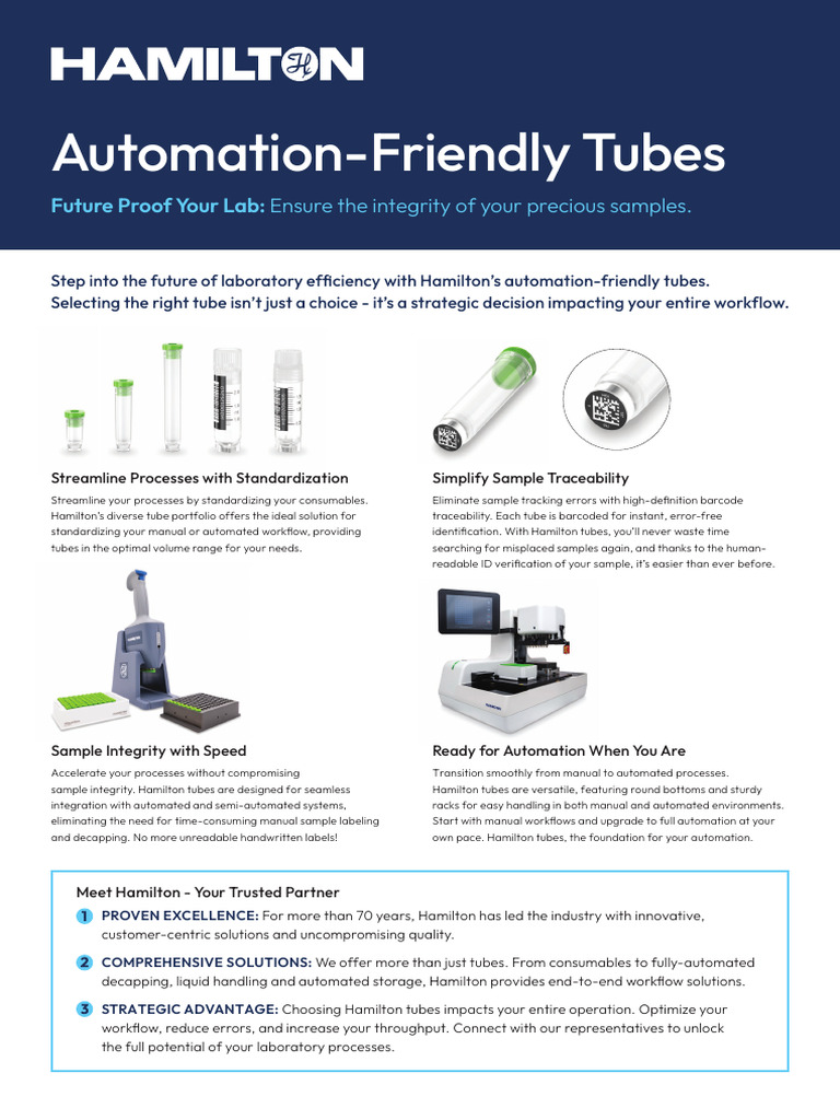 Hamilton Automation Friendly Tubes Flyer 1732634125 | PDF | Automation