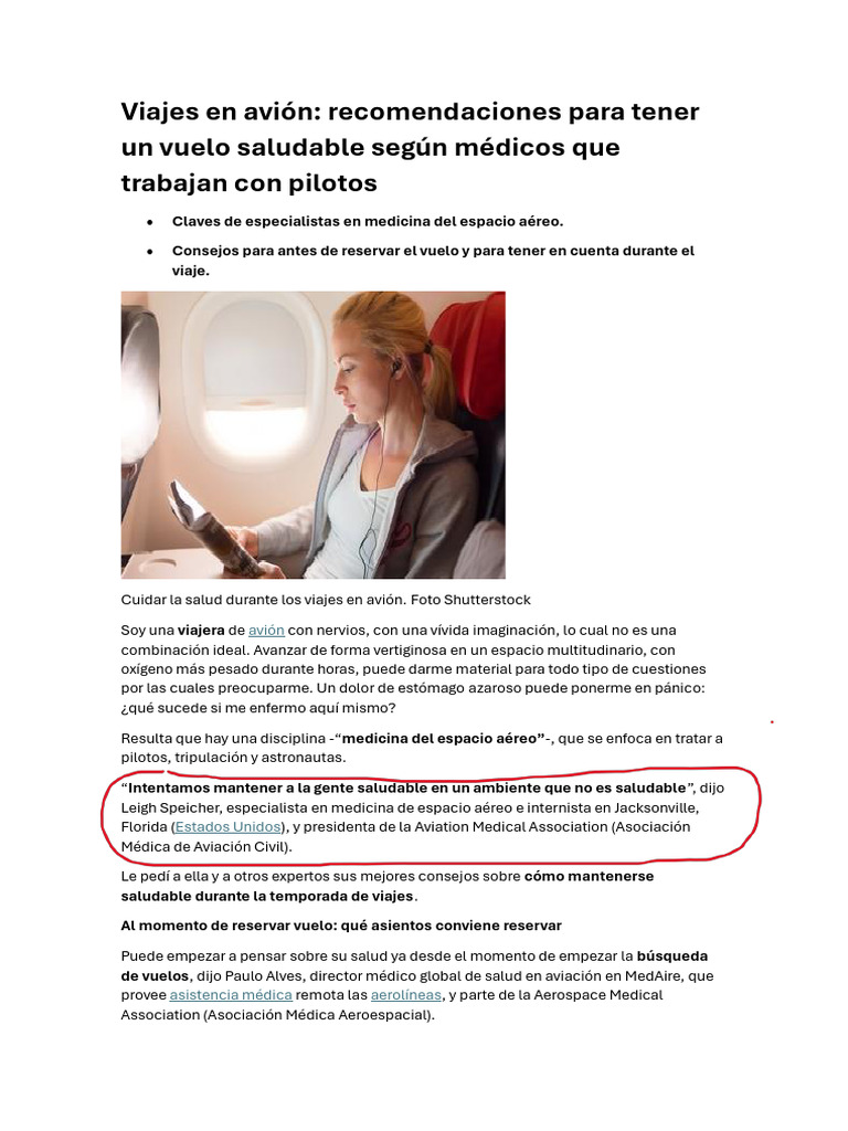 Viajes en avión | PDF | Medicina | Especialidades Medicas