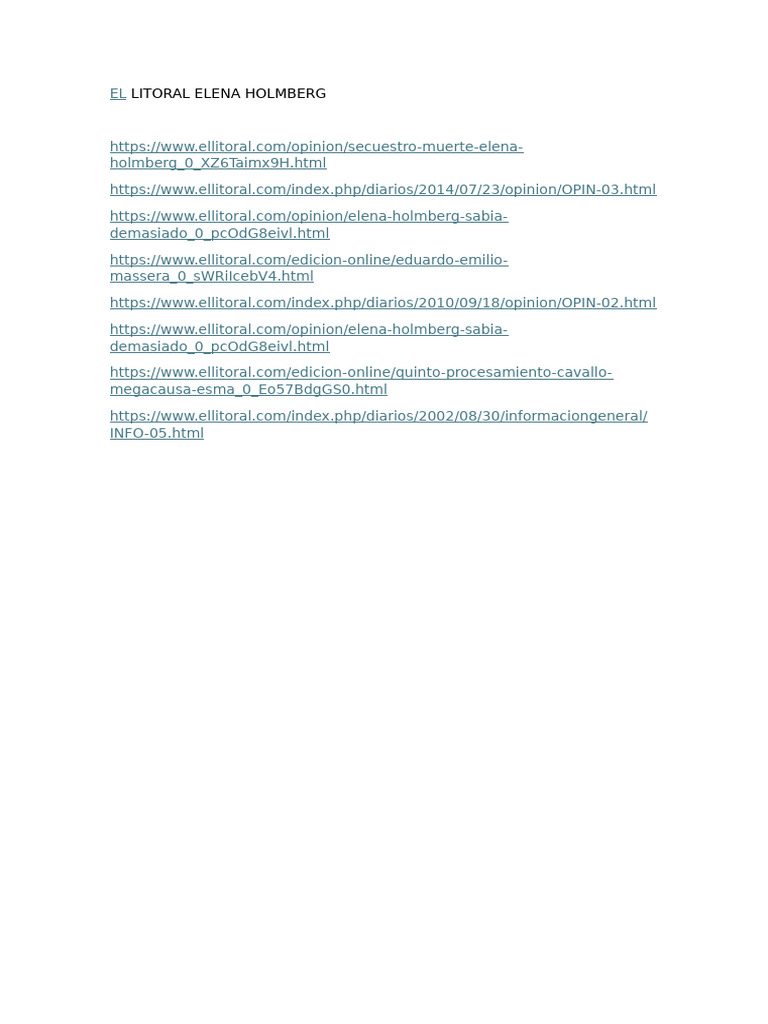 El Litoral Elena Holmberg | PDF