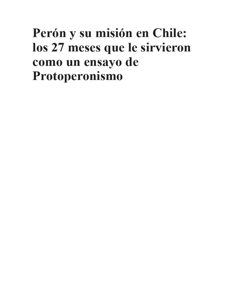 Perón y Su Misión en Chile | PDF | Argentina | Chile