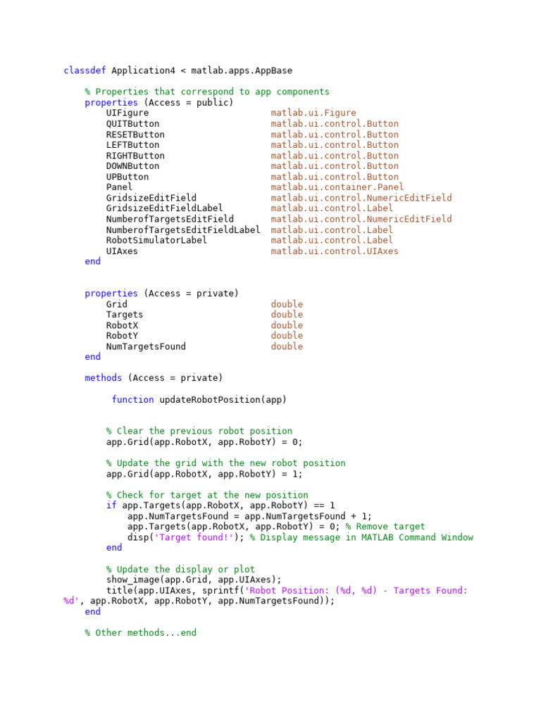 MATLAB Robot Simulator App Code | PDF