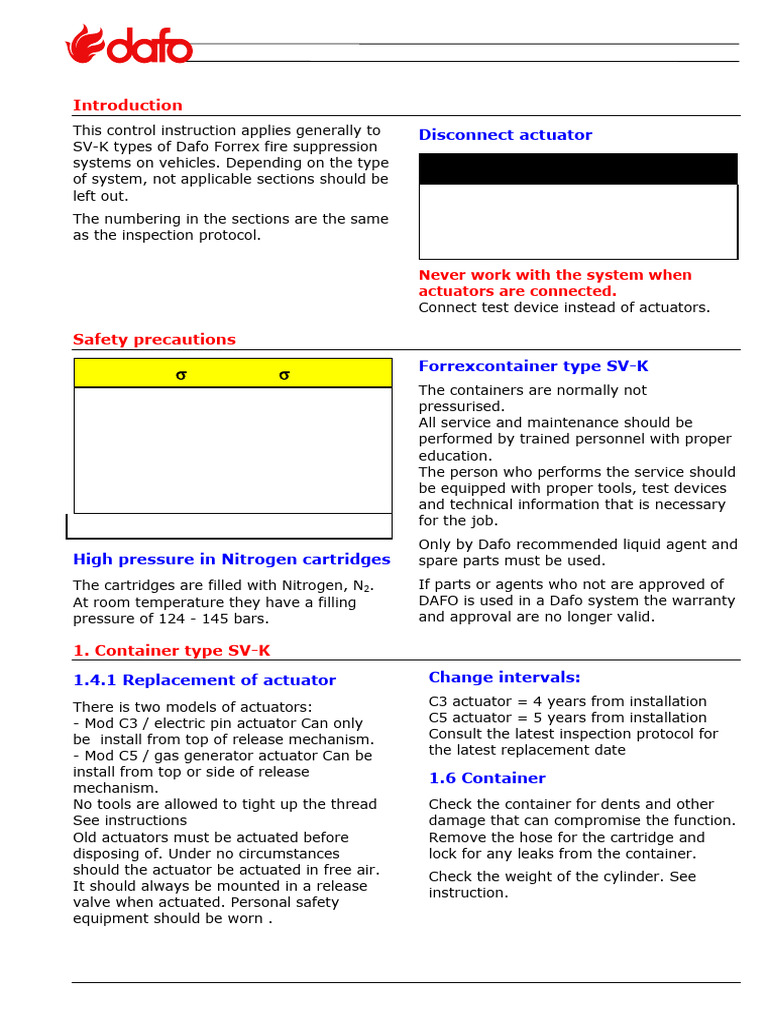 Dafo Forrex Fire Suppression Guide | PDF | Switch | Valve