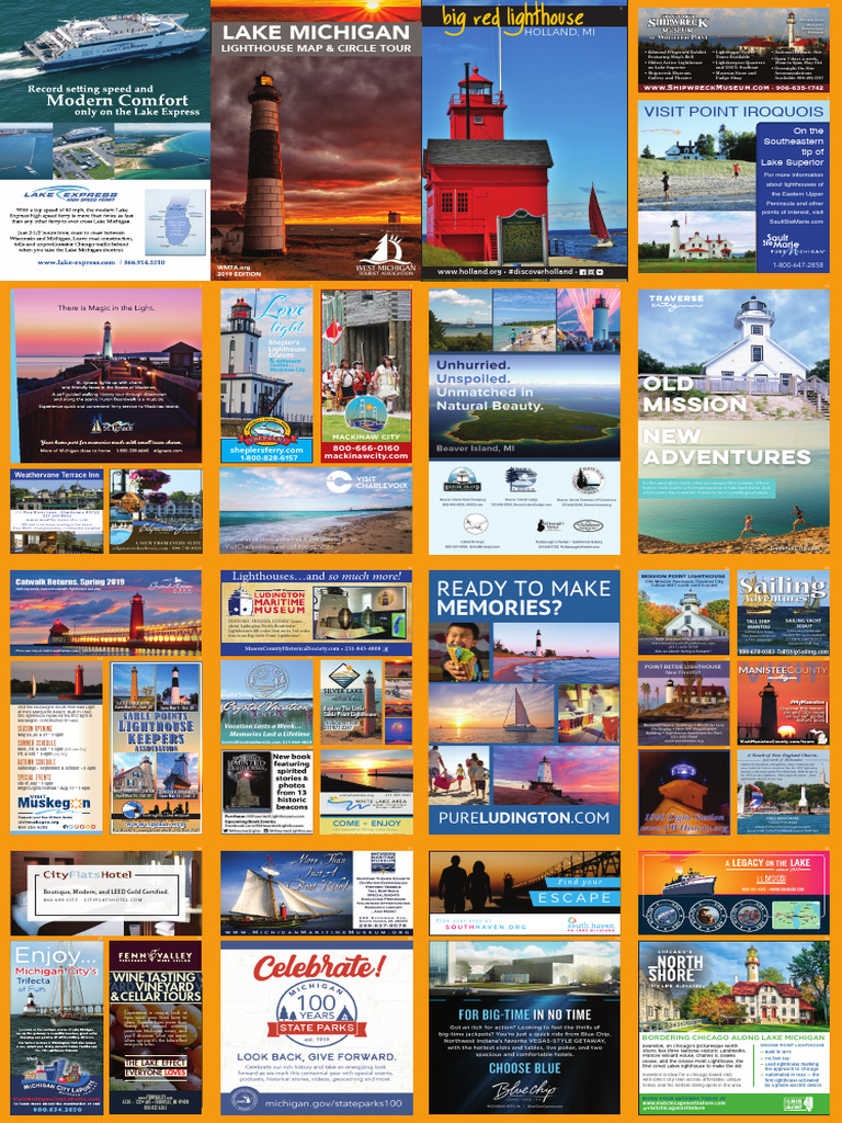 2019 Lake Michigan Lighthouse Map WMTA | PDF | Lighthouse