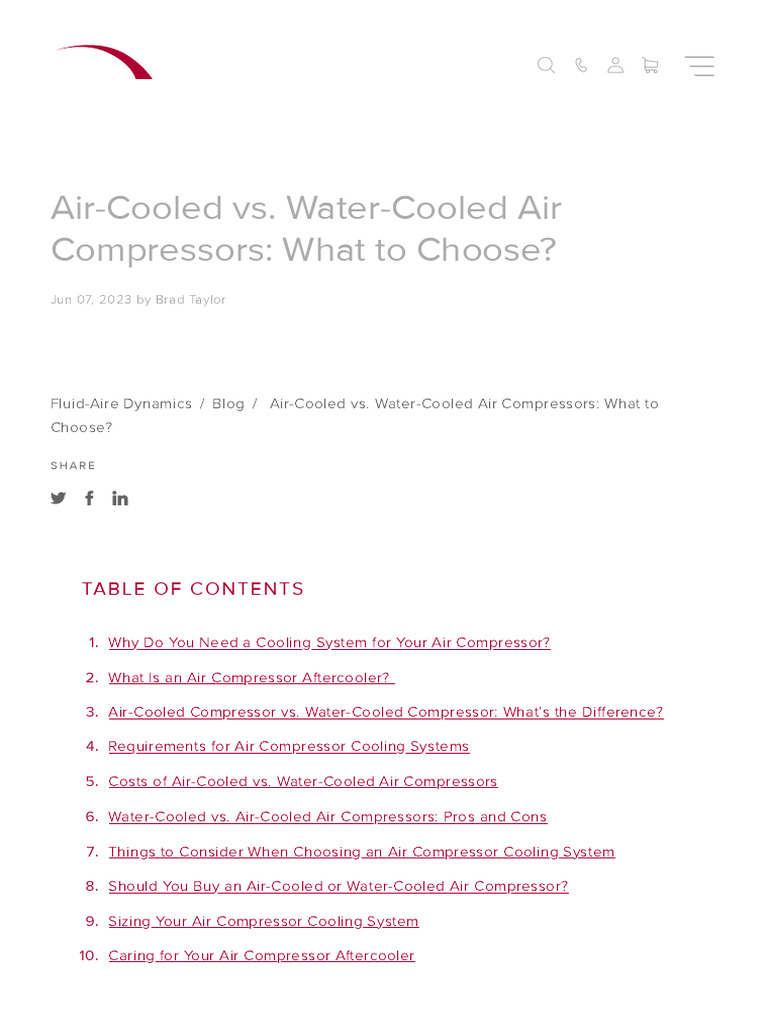Choosing An Air Compressor Cooling System - Fluid-Aire Dynamics | PDF ...