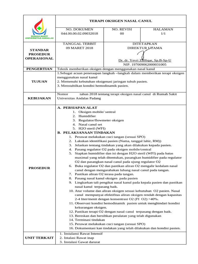 45.spo Terapi Oksigen Nasal Canul | PDF