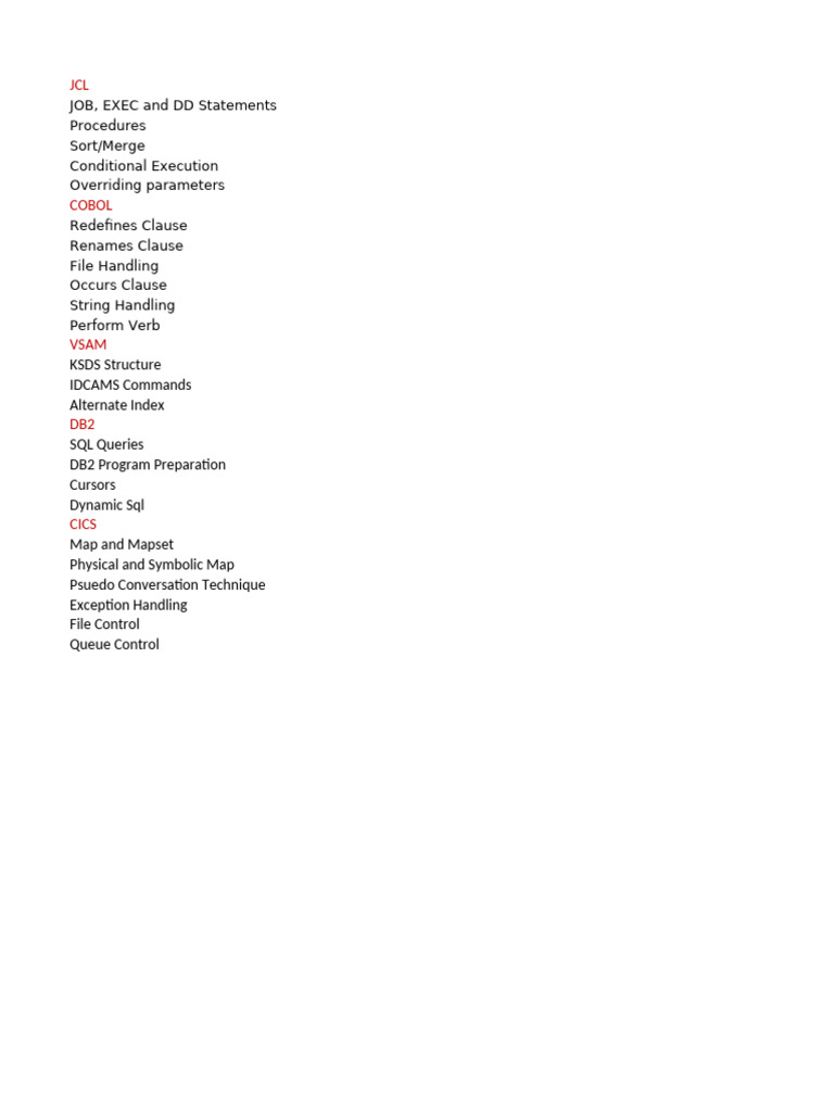 Mainframe JCL, COBOL, VSAM, DB2, CICS Guide | PDF