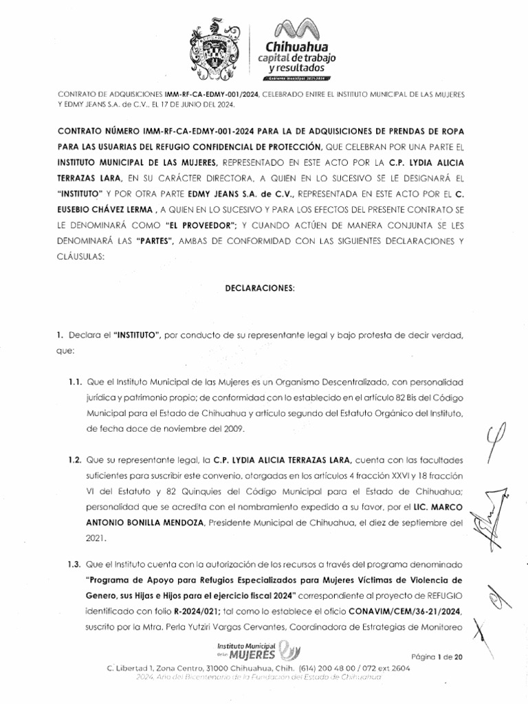 Contrato Número Imm RF CA Edmy 001 2024 | PDF | Consentimiento ...