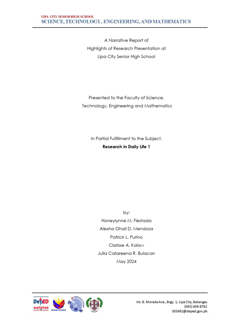 RDL-NARRATIVE REPORT-G4 | PDF | Human Communication | Cognition