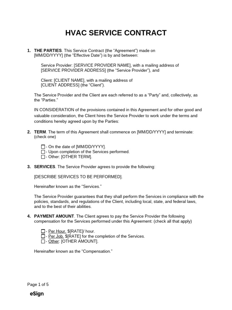 HVAC Service Contract Template | PDF | Indemnity | Taxes