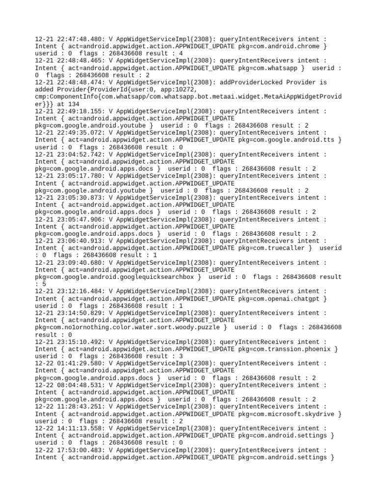 Appwidget History Log1 | PDF | Embedded Linux Distributions | Mobile Software