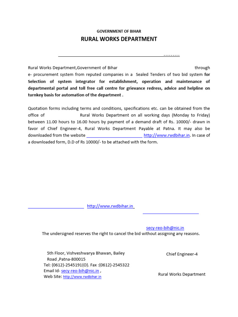 NIT&RFP Document 6.3.16 | PDF | Request For Proposal | Proprietary Software