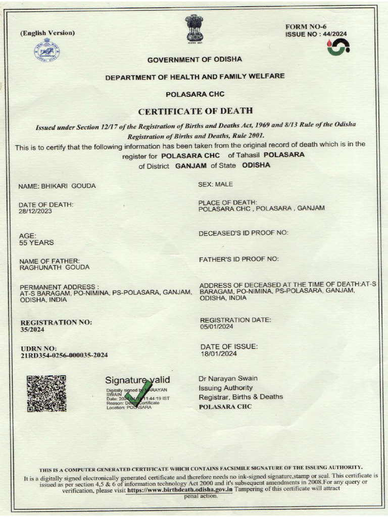 Death Certificate | PDF