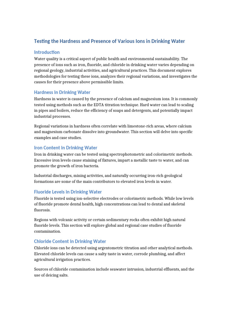 Drinking Water Quality Analysis Expanded | PDF | Drinking Water | Water Quality