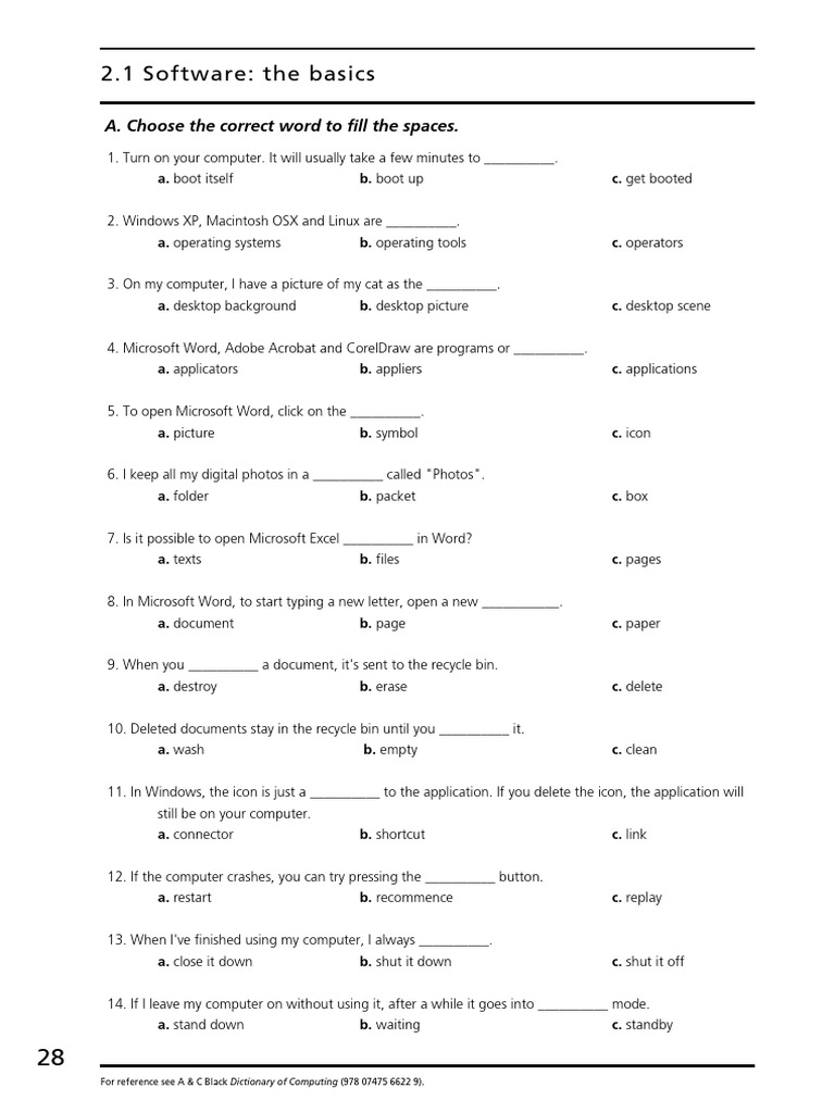 Computer Software Basics Quiz | PDF | Computer File | Microsoft Word