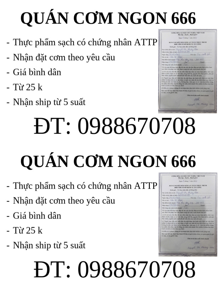QUÁN CƠM NGON 666 | PDF