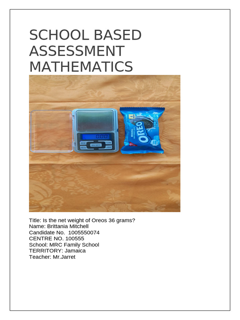 SBA Mathematics | PDF | Sampling (Statistics) | Weight