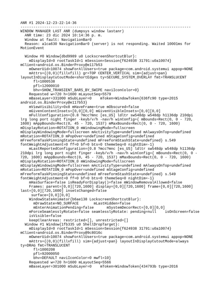 Dumpsys ANR WindowManager | PDF | Software | Mobile Computers