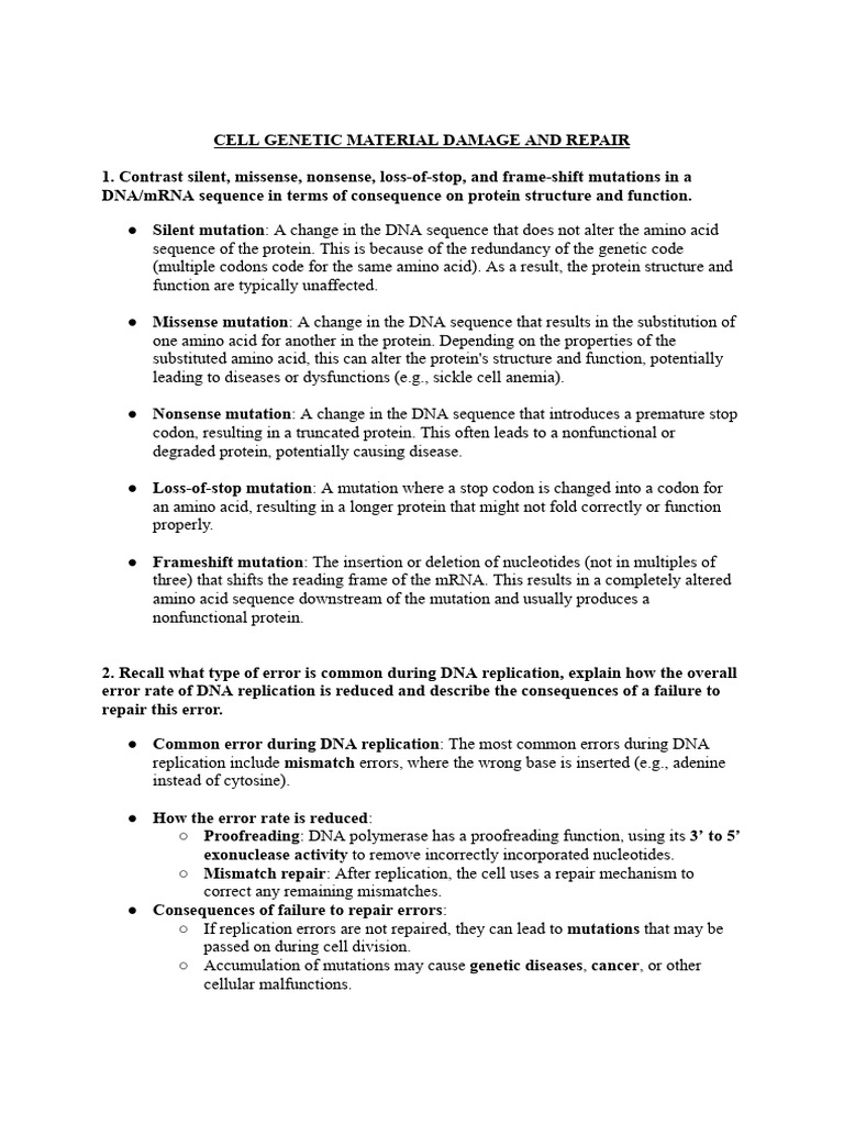Mutations | PDF | Dna Repair | Dna
