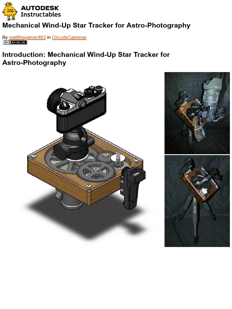 DIY Mechanical Star Tracker for Astrophotography | PDF | Equipment ...