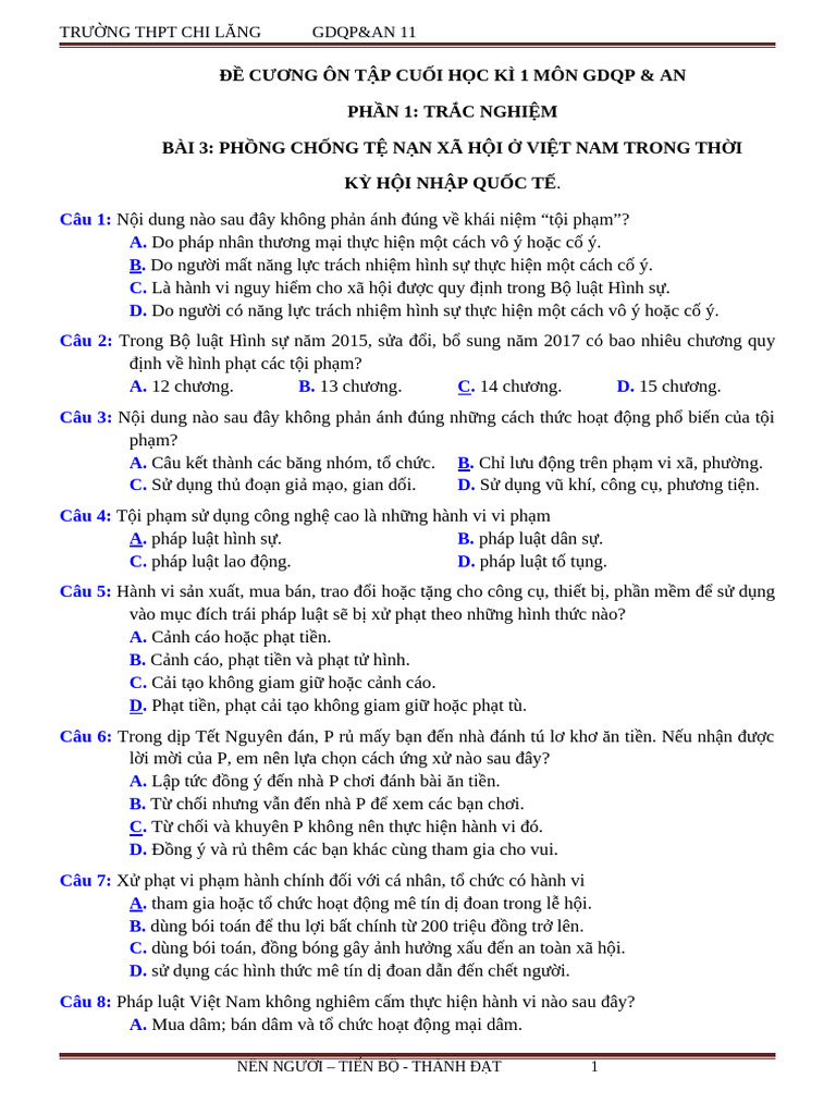 ĐỀ-CƯƠNG-ÔN-TẬP-KÌ-1-GDQPAN-11 | PDF