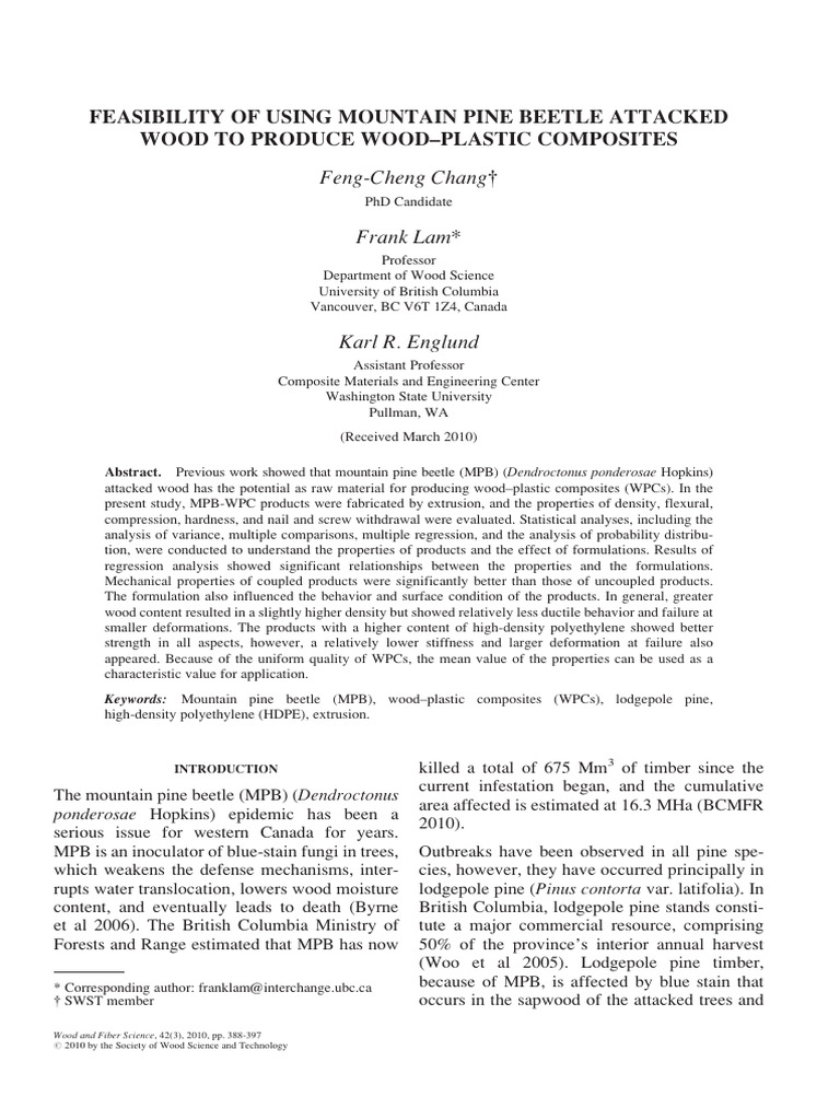 Lam - Feasibility of MPB in Wood Composites | PDF | Wood | Composite ...