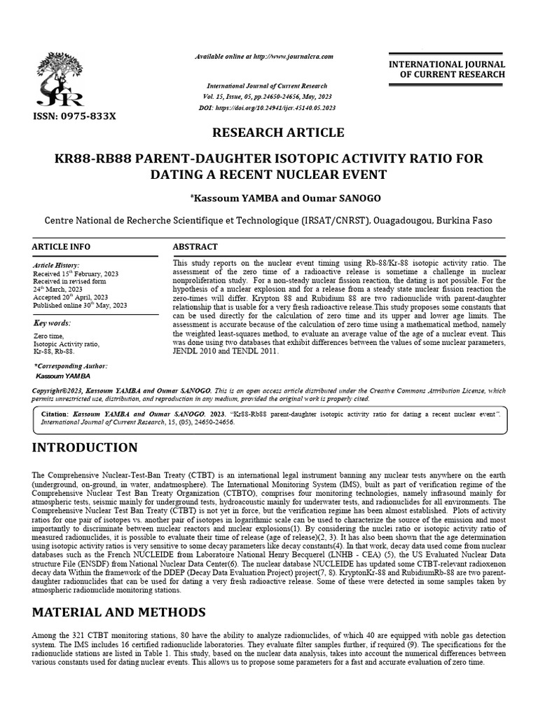 45140-ijcr-paper | PDF | Radioactive Decay | Radionuclide