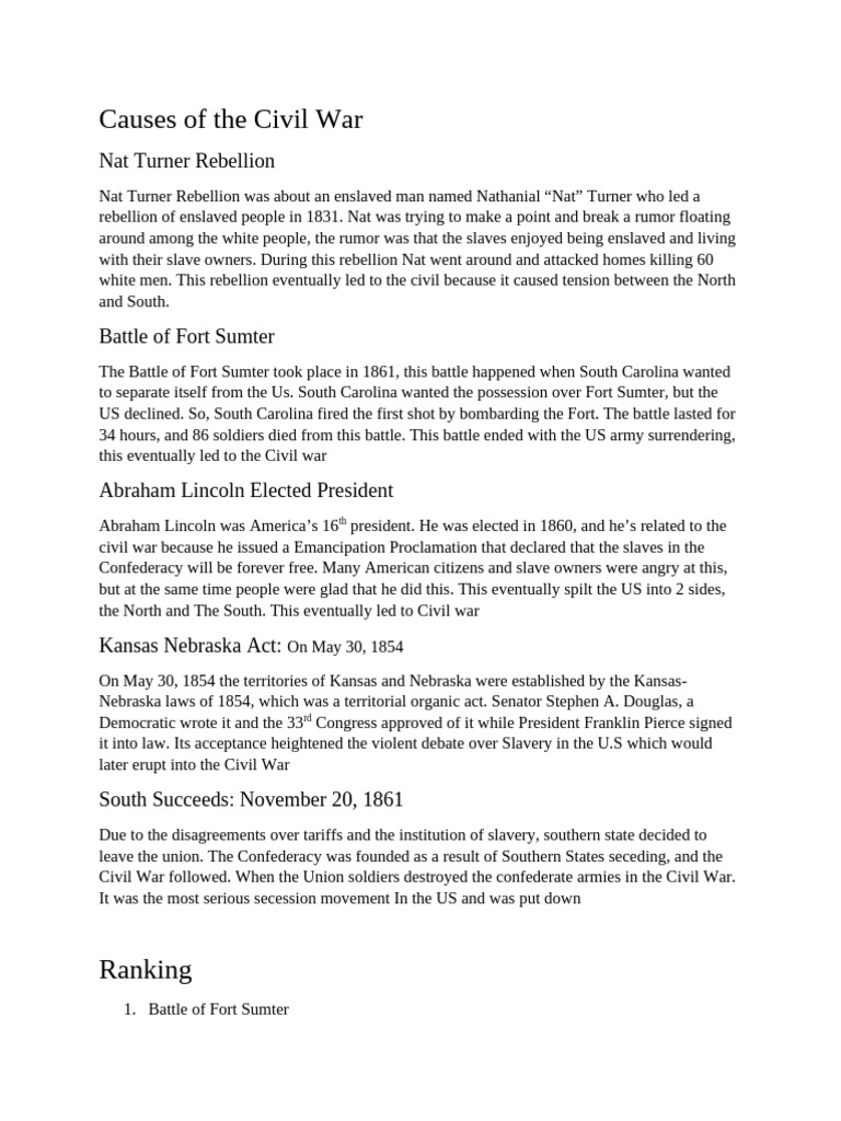 Causes of the Civil War 2 | PDF